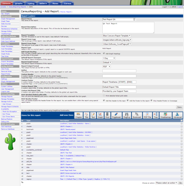 Professional PDF Reports for Cacti